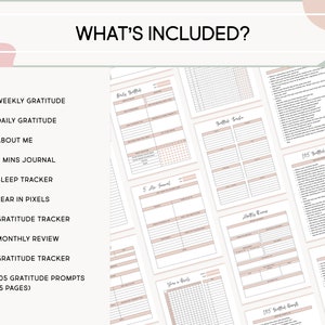 Gratitude Journal Printable Bundle, Mindfulness Log, Wellness Templates ...