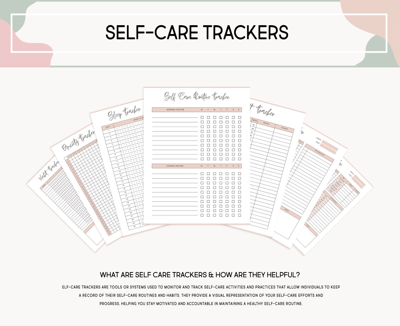 Self Care Planner Printable, Mood Tracker, Daily Check in Mindfulness ...