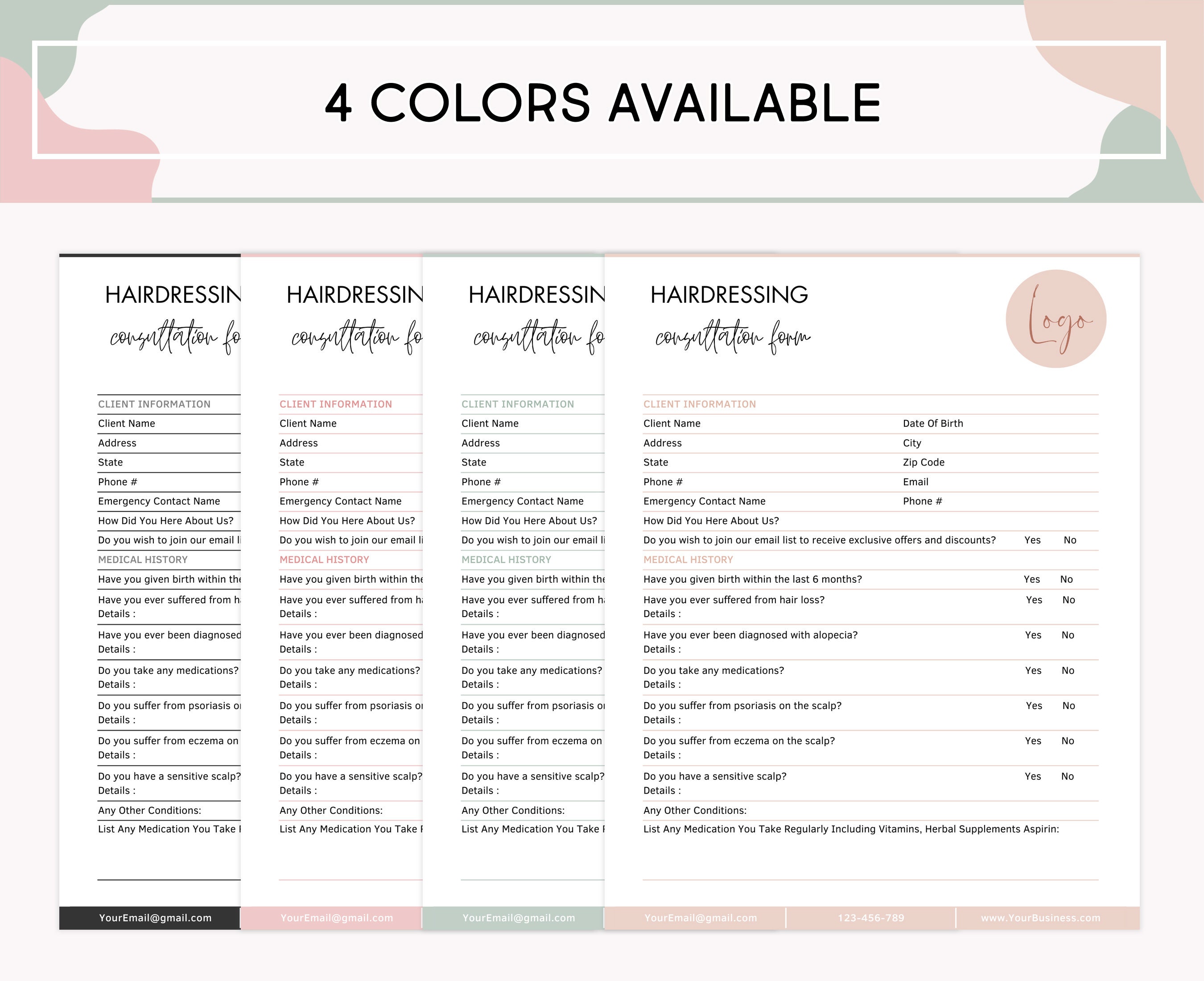 Editable Hairdressing Contract Forms: Esthetician Business (printable ...