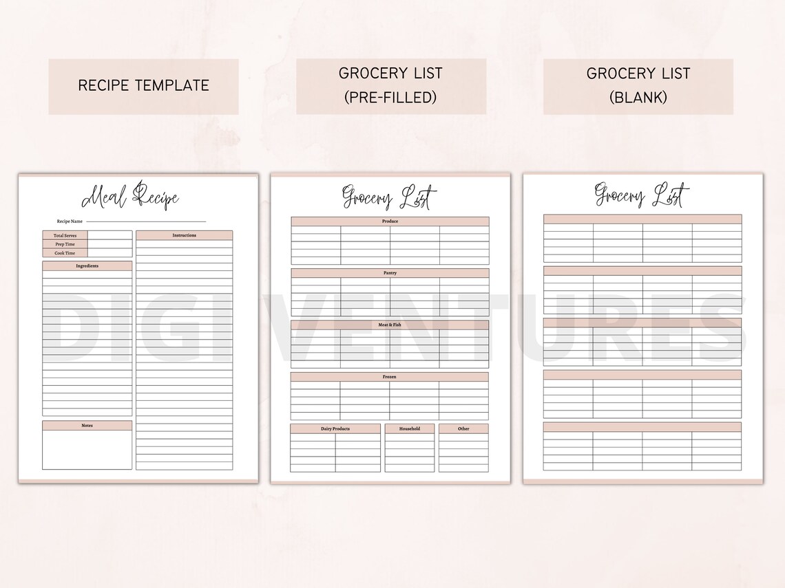 Meal Planner Bundle Printable Meal Planning Weekly Menu - Etsy