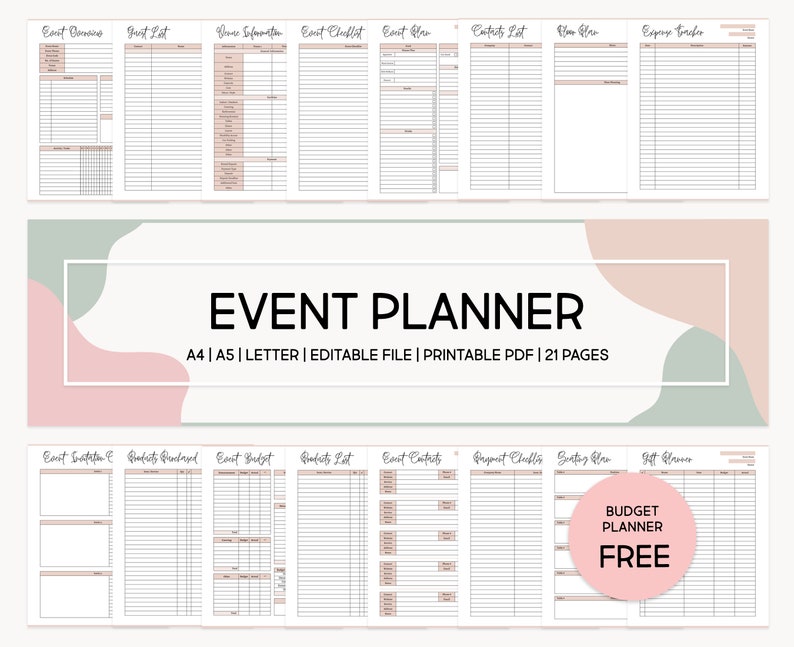 Printable Event Planner Bundle Event Organizer Editable - Etsy
