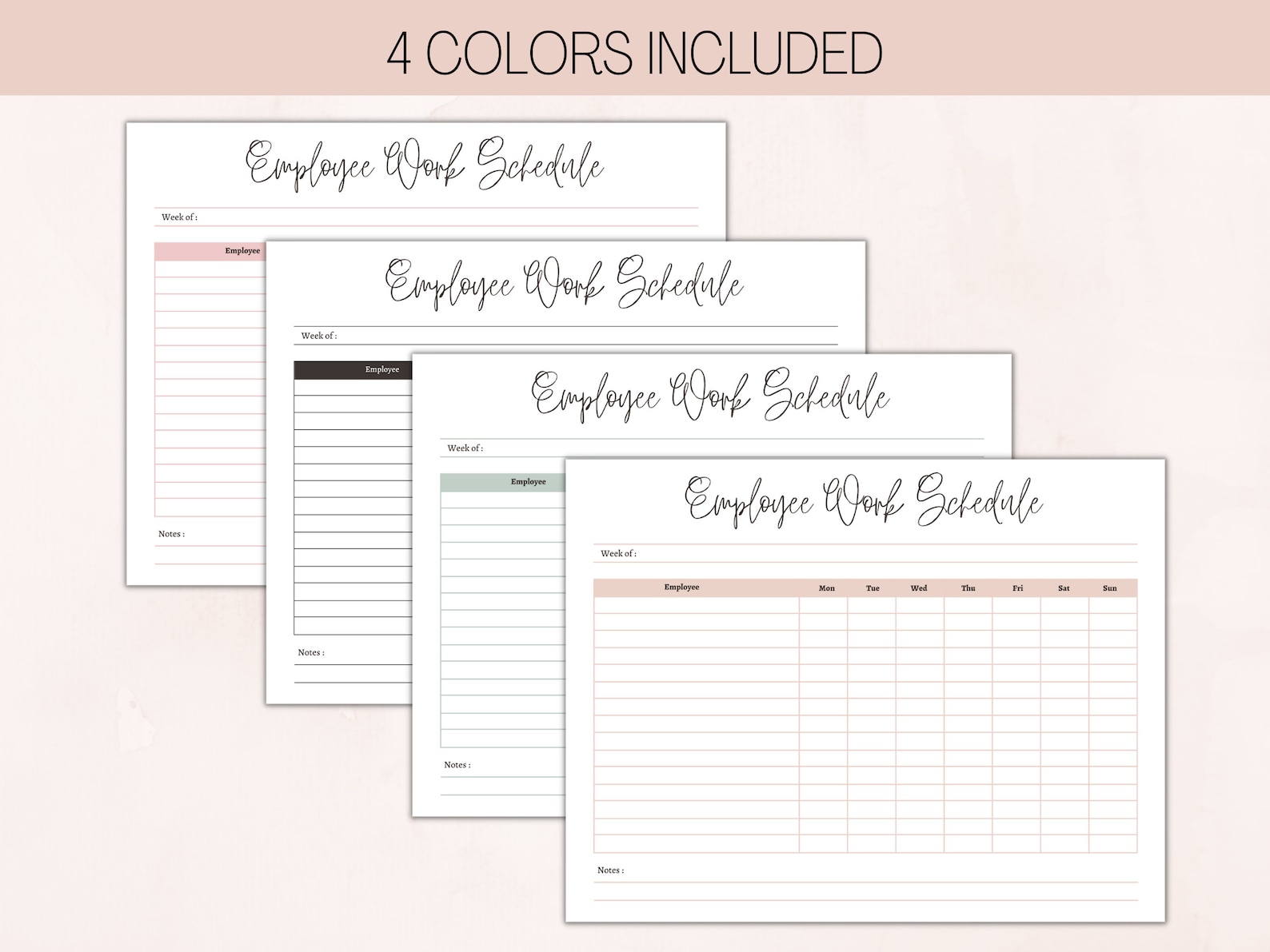 Employee Work Schedule Printable Crew Daily Working Chart - Etsy