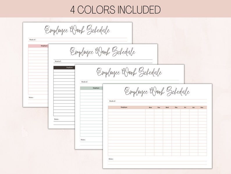 Employee Work Schedule Printable Crew Daily Working Chart - Etsy