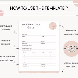 Editable Party Supplies Rental Contract Agreement, Professional Party ...