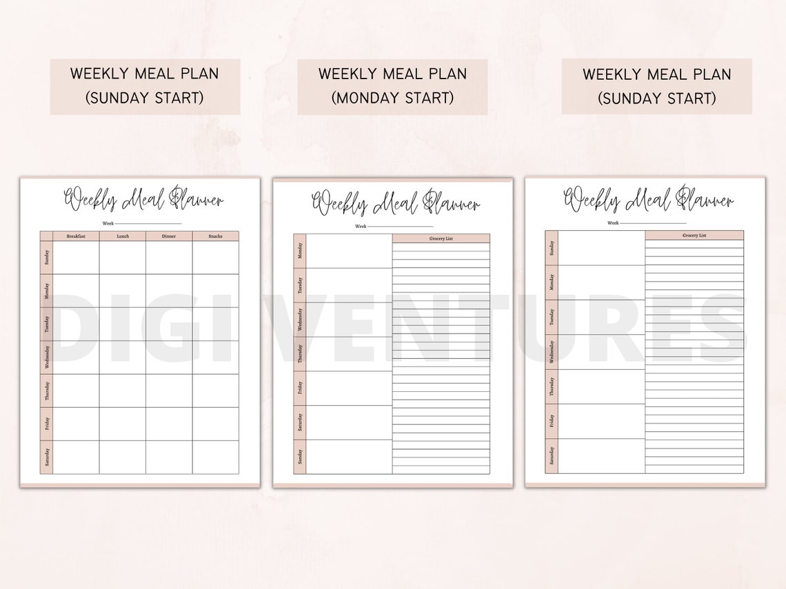 Meal Planner Bundle Printable Meal Planning Weekly Menu - Etsy