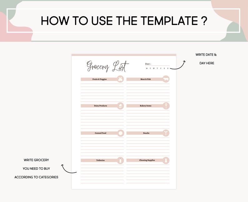 Printable Grocery List Editable Master Grocery List Template - Etsy