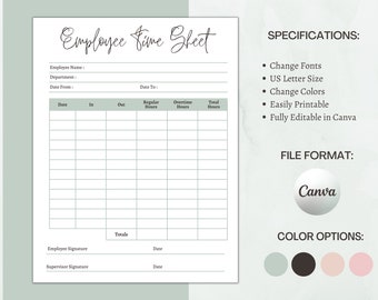 Custom Timesheet Template - Etsy UK