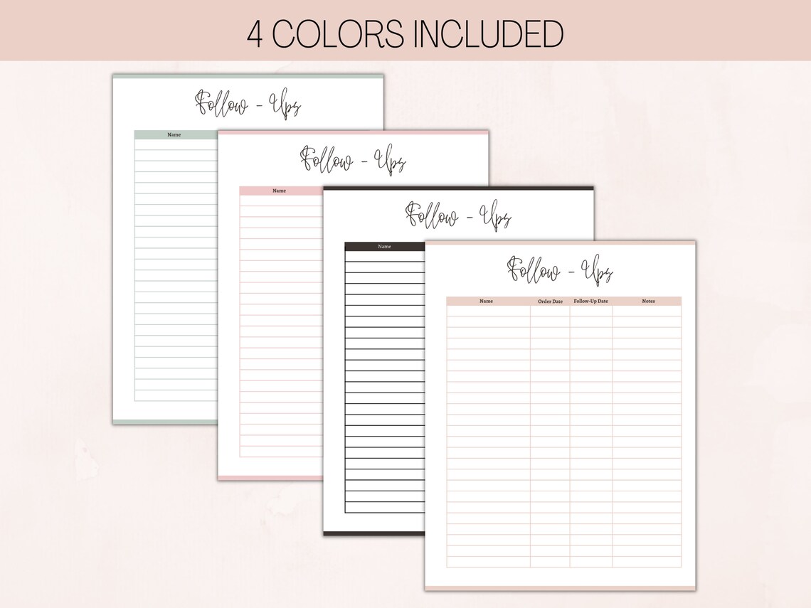 Printable Business Follow Ups Customer Log Small Business - Etsy