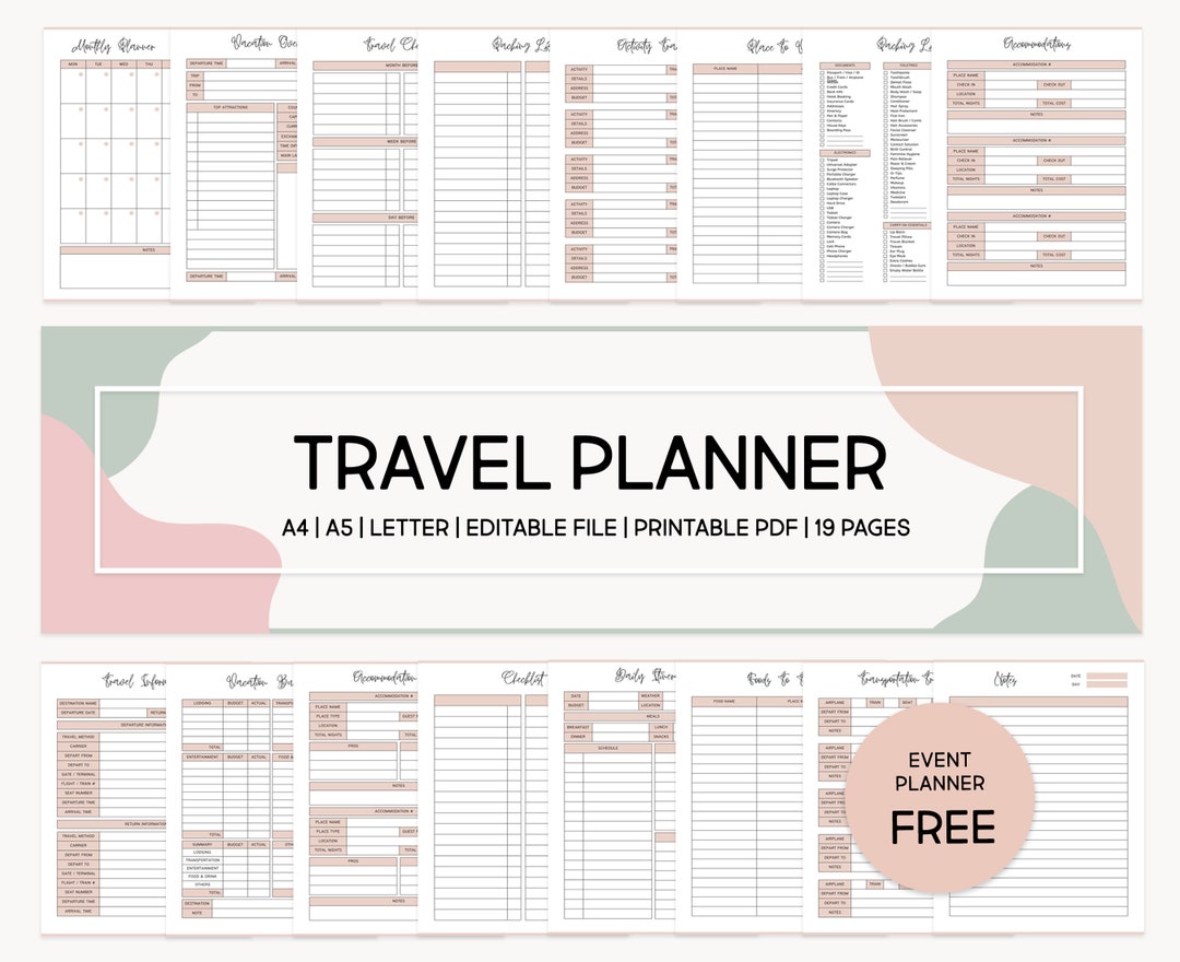 Printable Travel Planner, Canva Vacation Planner, Expense Tracker ...
