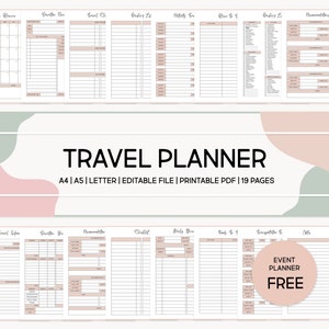 Printable Travel Planner, Canva Vacation Planner, Expense Tracker ...