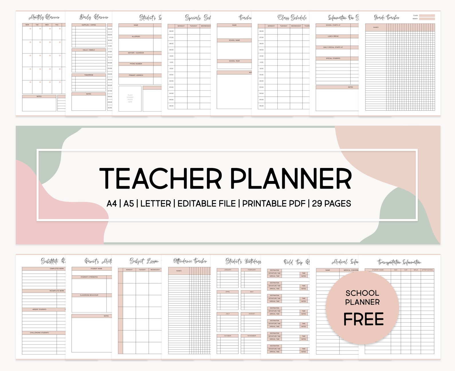 Teacher Planner Bundle Printable, Lesson Plan Template, Digital ...