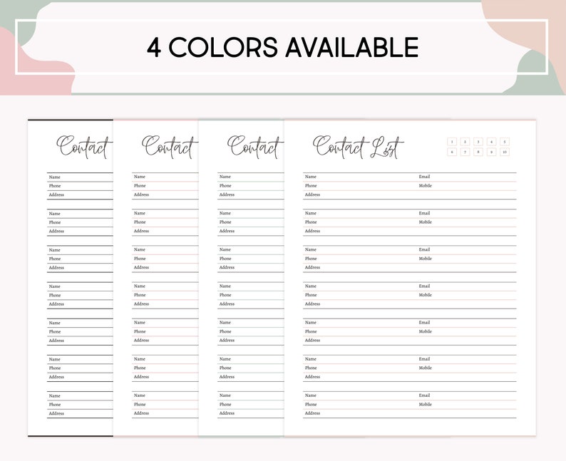 Editable Contact List Template, Canva Client Contact Information ...