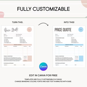 Printable Price Quote Template Professional Business Cost Calculation ...