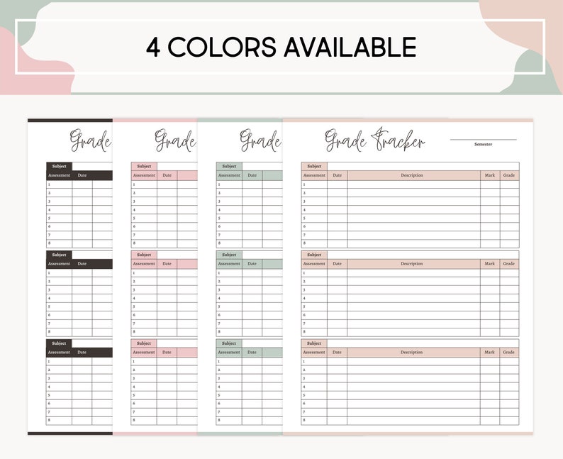 Editable Grade Tracker Printable Assignment Log Track Student - Etsy