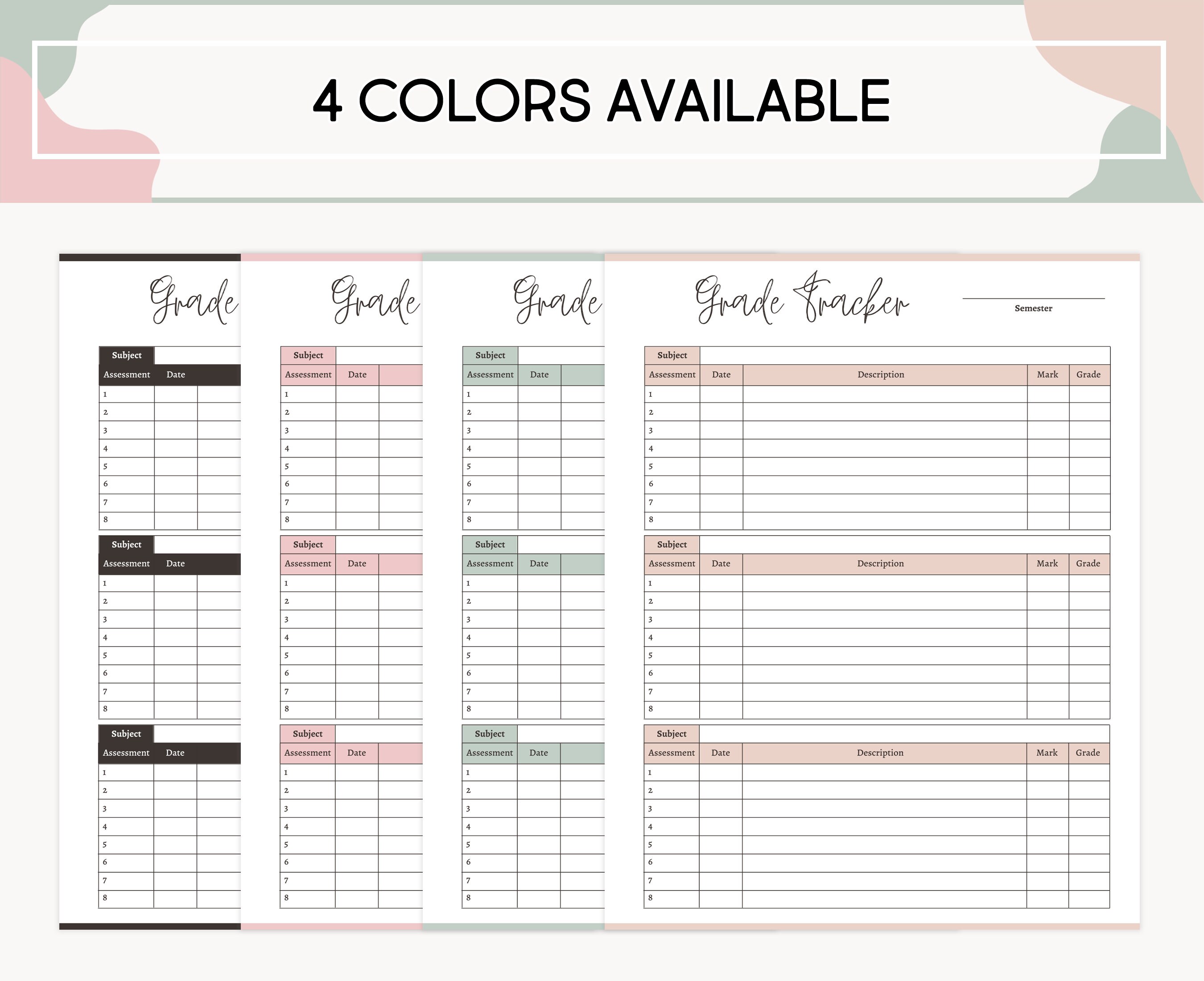 Editable Grade Tracker Printable Assignment Log Track Student - Etsy