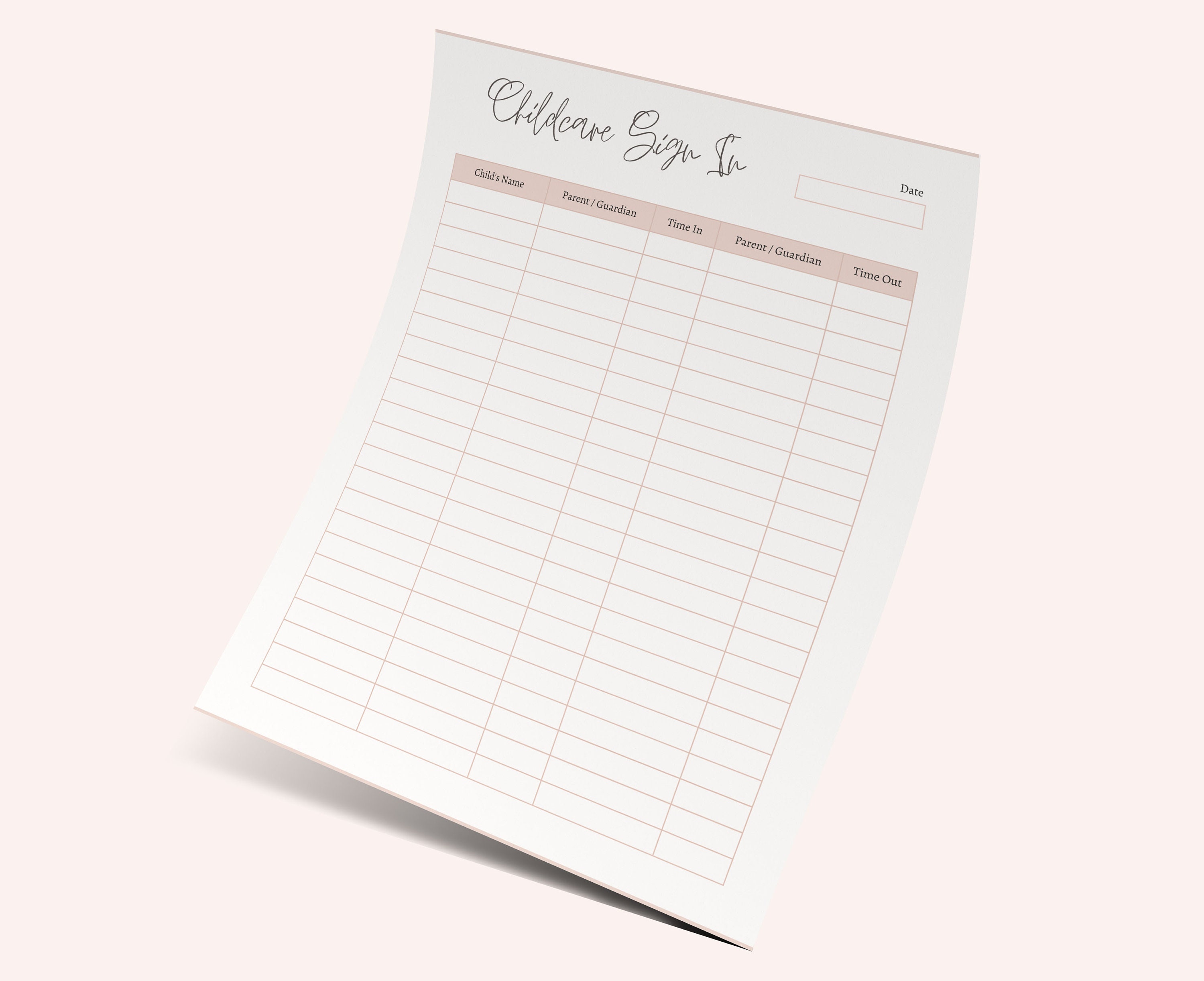 Editable Sign in Log Printable Childcare Daily Weekly Sign - Etsy Australia