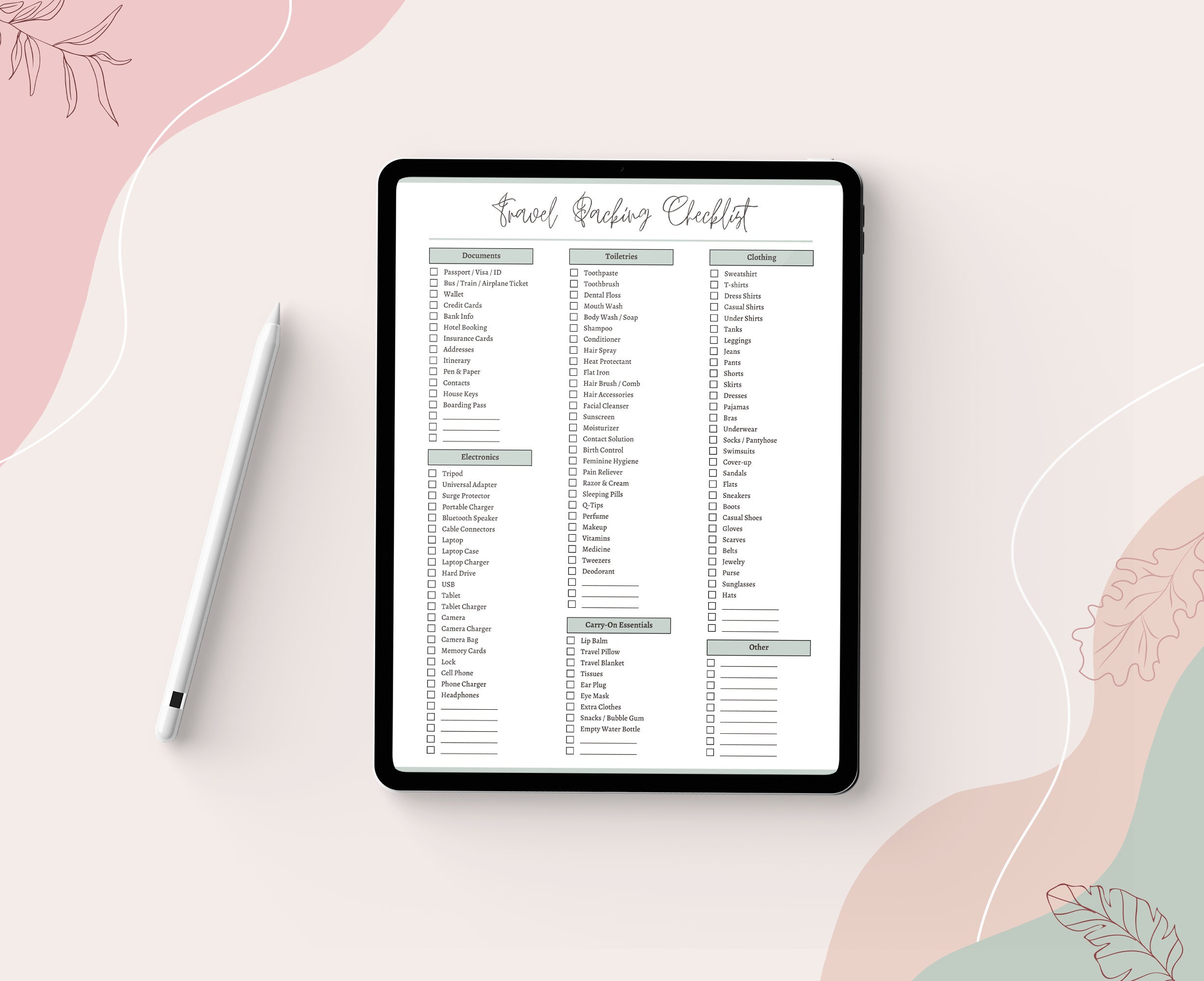 Printable Travel Packing Checklist Editable Packing List - Etsy