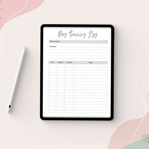 Printable Dog Training Log, Dog Skill Training, Dog Command Tracker ...