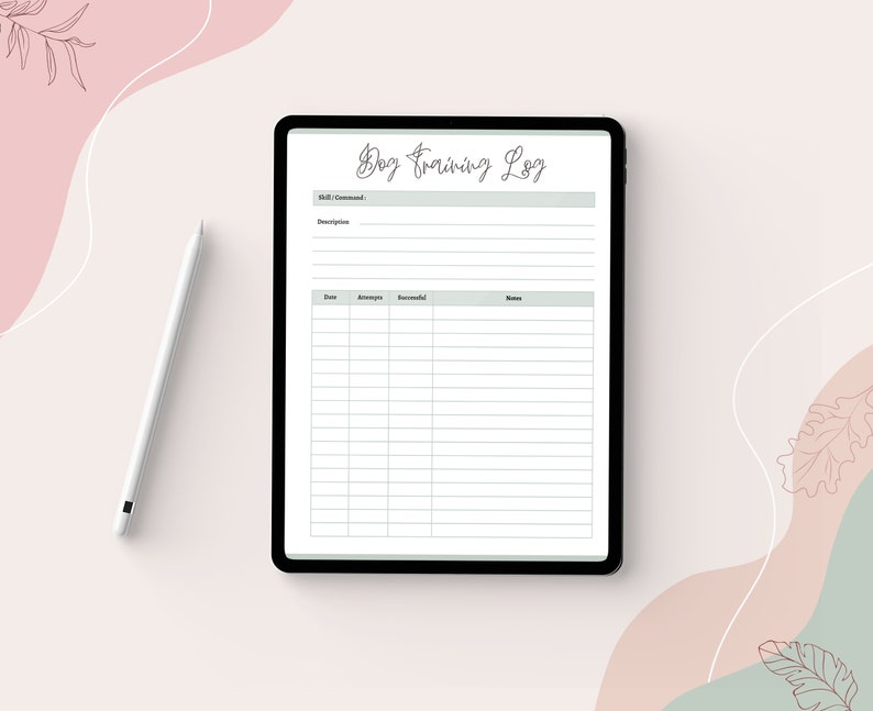 Printable Dog Training Log Dog Skill Training Dog Command - Etsy