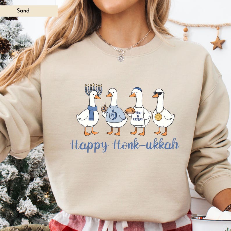 Funny Hanukkah Goose Sweatshirt Silly Family Jewish Holiday Sweater ...