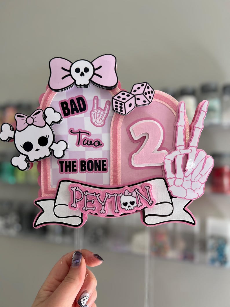 Bad to the Bone Cake Topper for Girls | Pink Birthday Cake Topper | Two ...