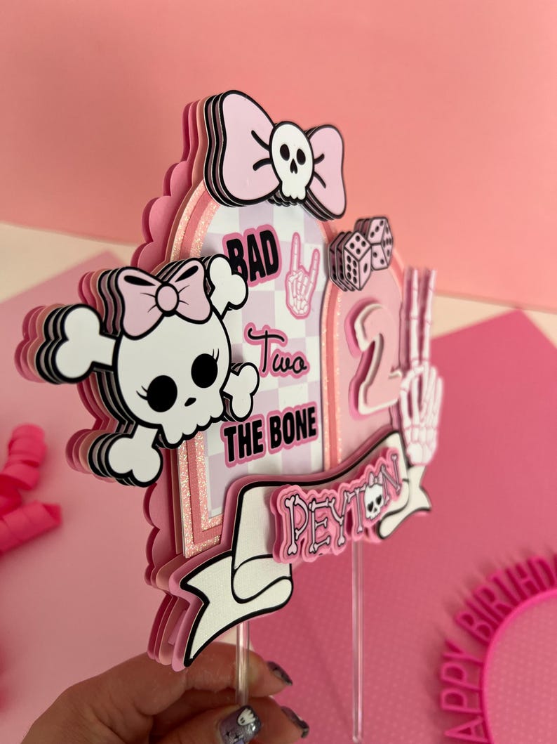 Bad to the Bone Cake Topper for Girls | Pink Birthday Cake Topper | Two ...
