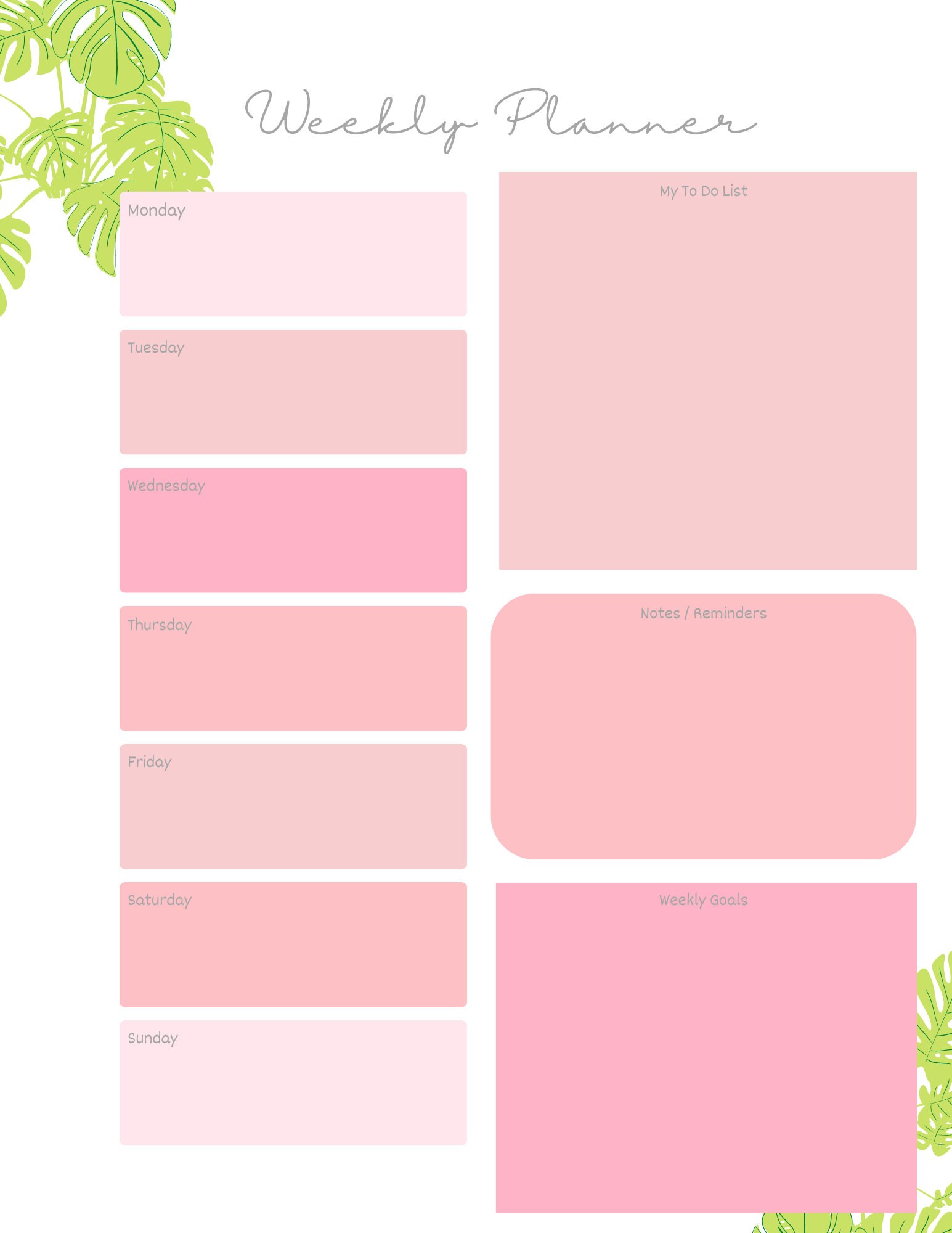 Editable Weekly Planner Template | Weekly Customized Planner | Digital ...