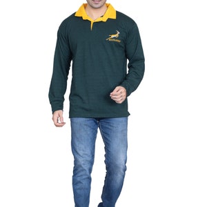 Springboks Fan Gear Men's Rugby Jersey Long Sleeve Collar Style Button ...