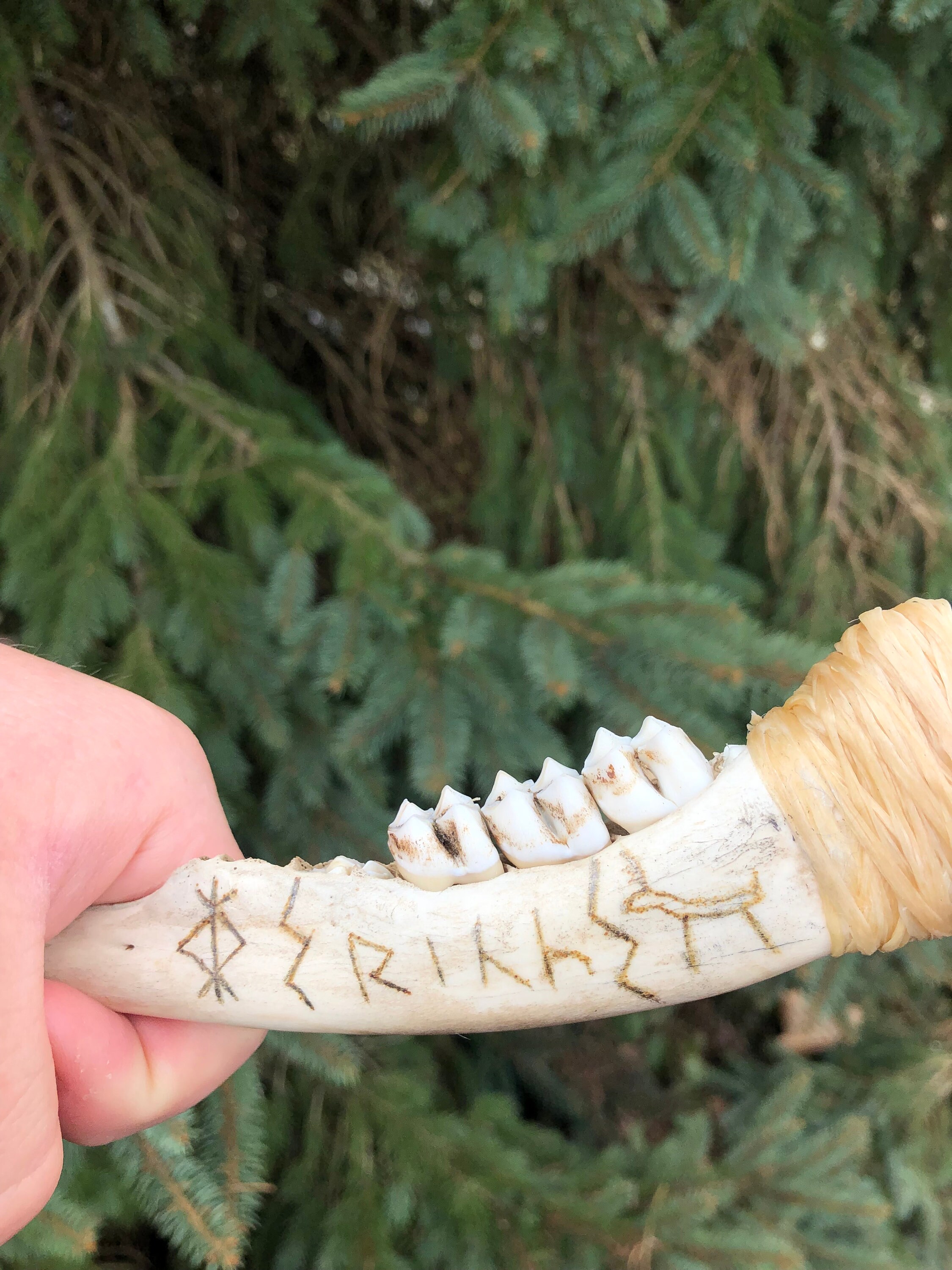 Custom Engraving Deer Jawbone Obsidian Blade Etsy