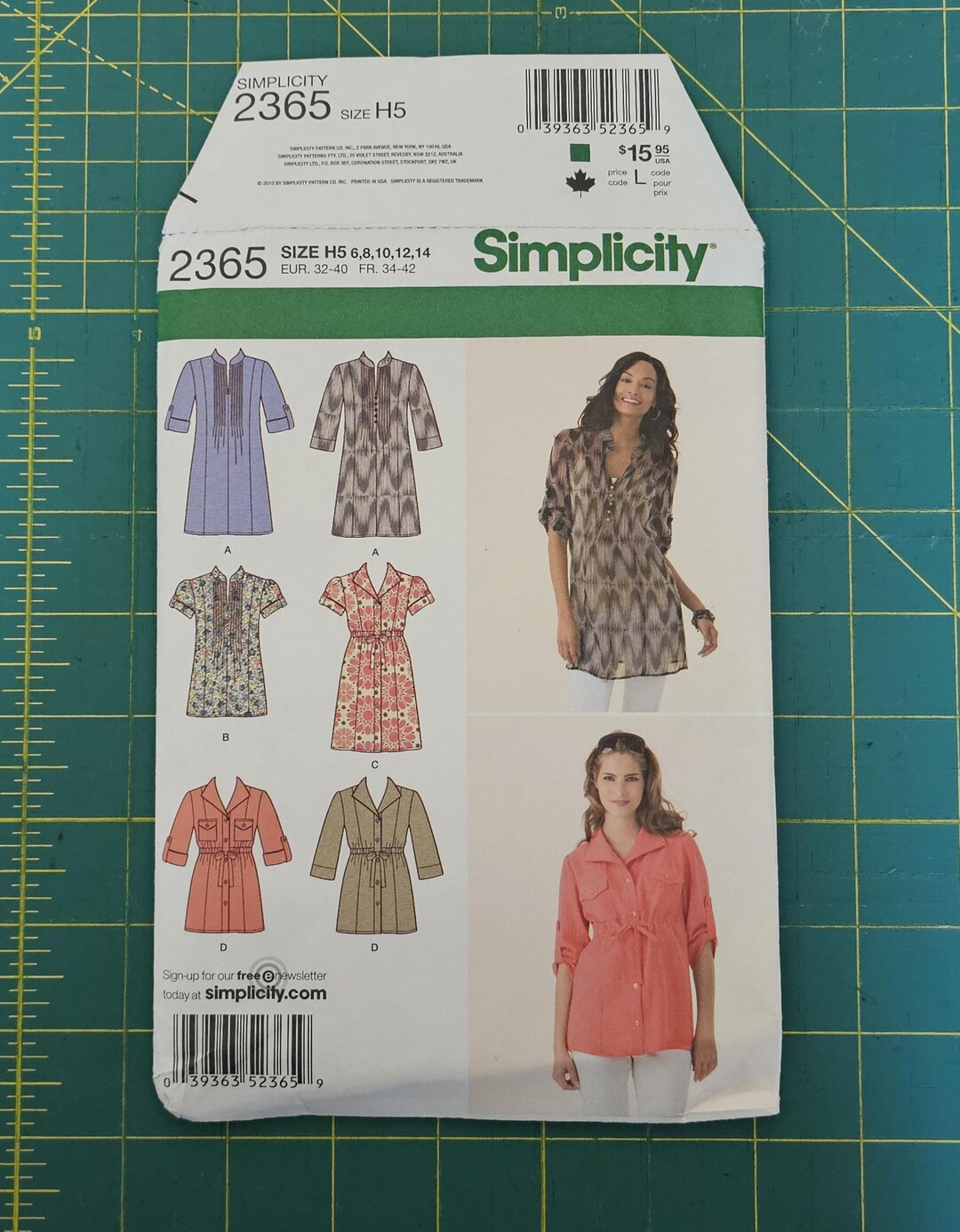 Sewing Pattern Misses Tunic Simplicity 2365 Size H5 6 8 10 12 14 Four ...