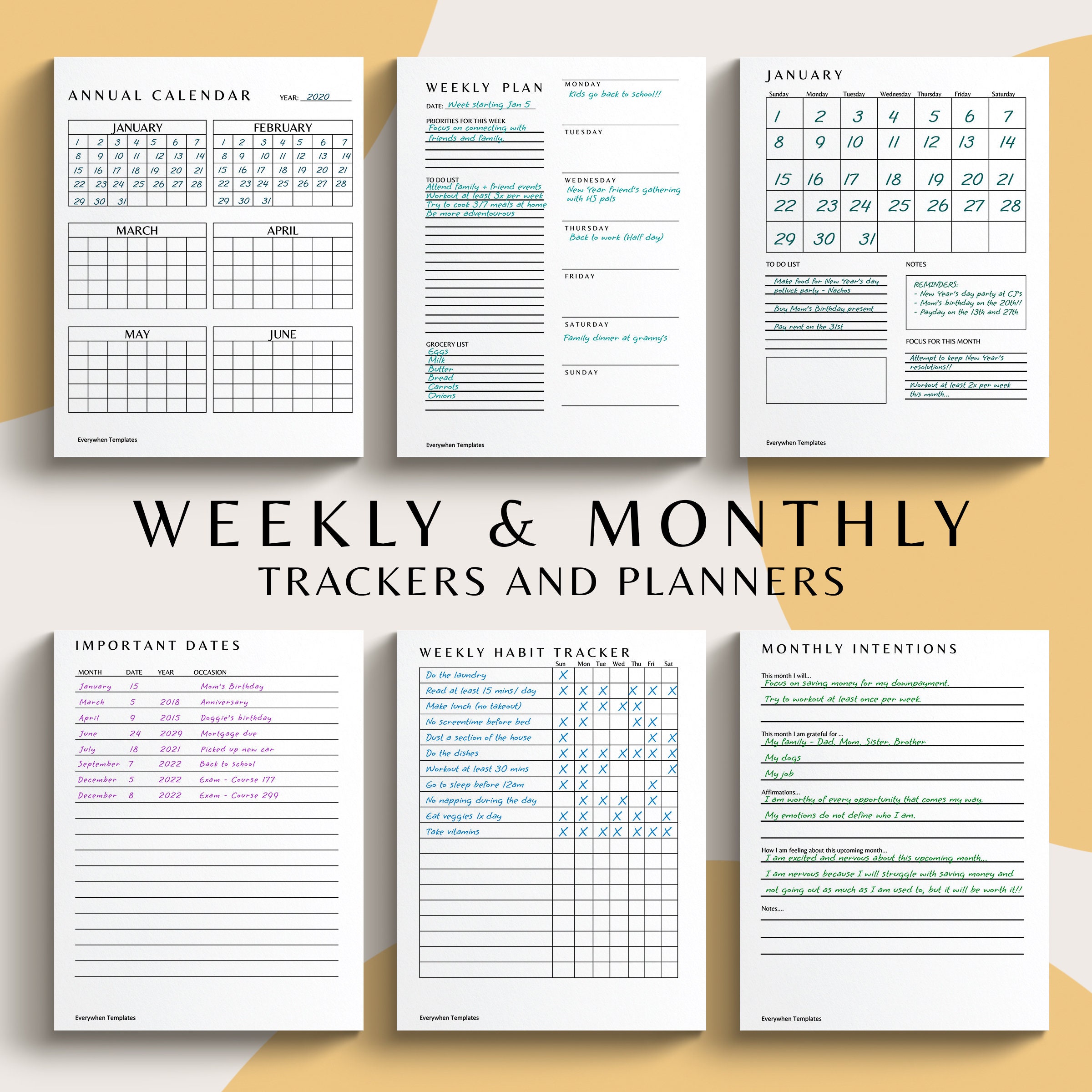 Basic All-in-one Printable Planner Journal Bundle Bullet - Etsy