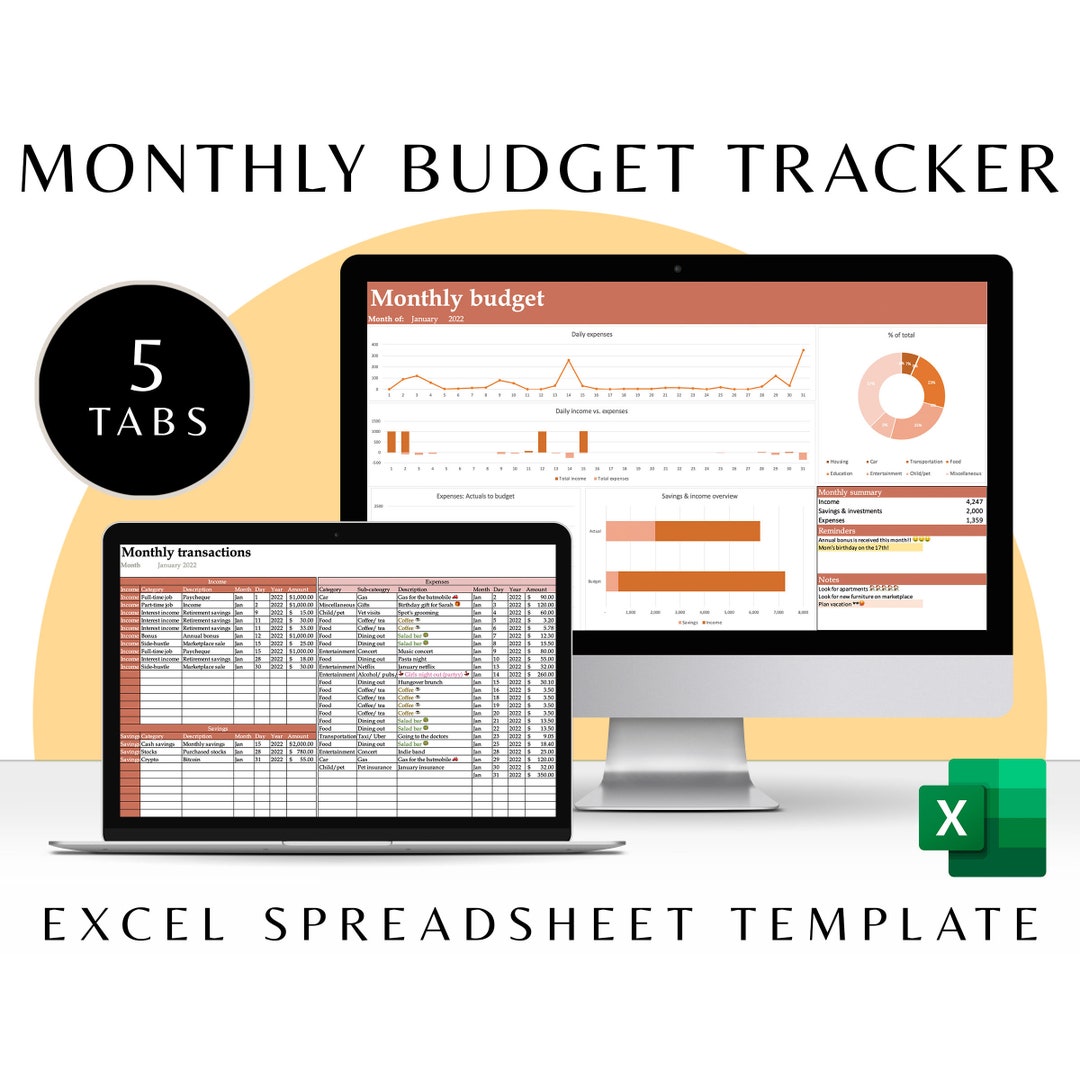 Monthly Budget Spreadsheet, Budget Template, Digital Budget Planner ...