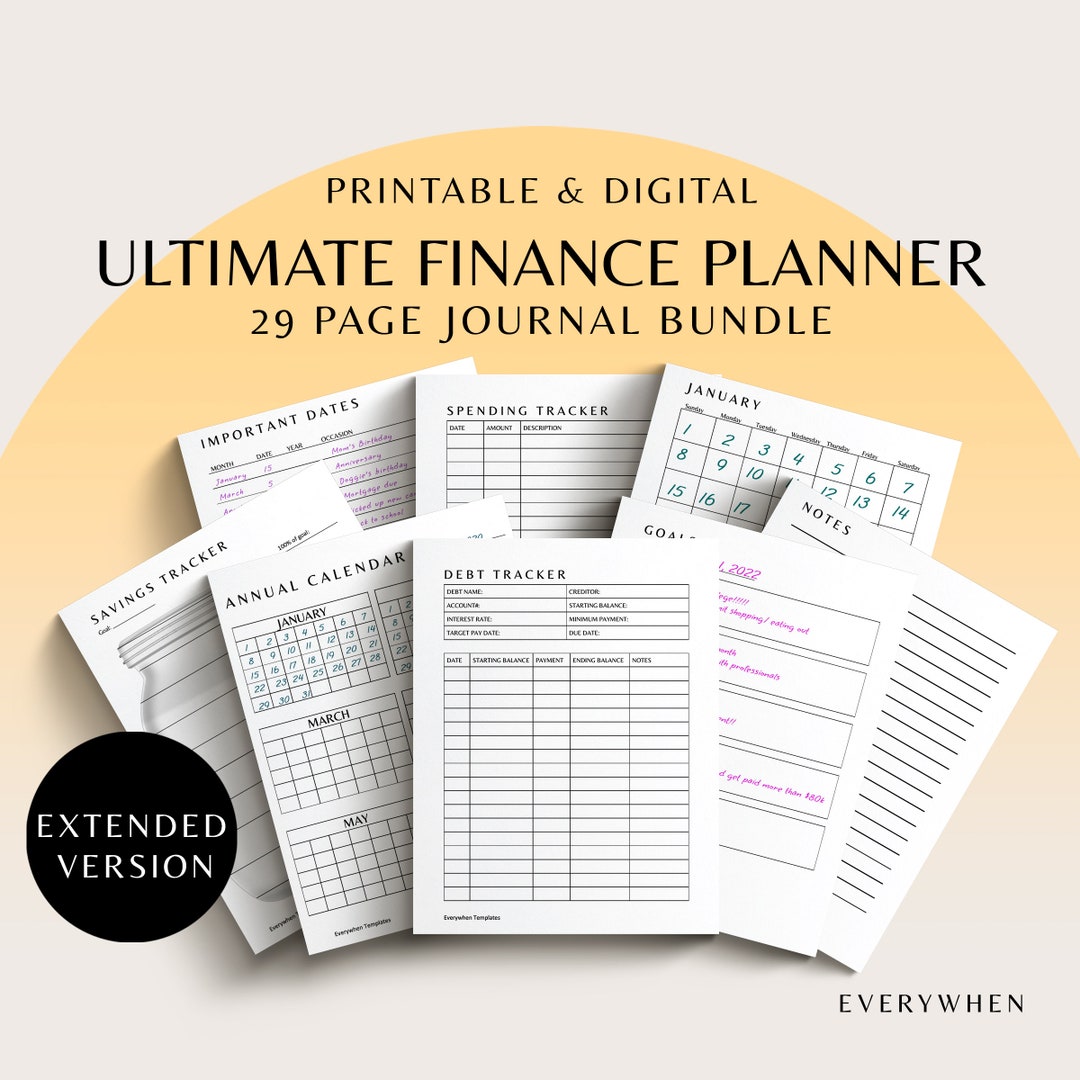 Ultimate Printable Personal Finance Tracker, Budget to Actuals, Savings ...