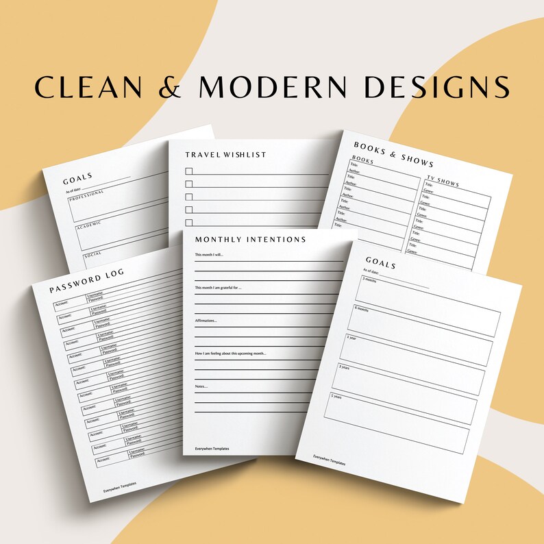 Basic All-in-one Printable Planner Journal Bundle Bullet - Etsy