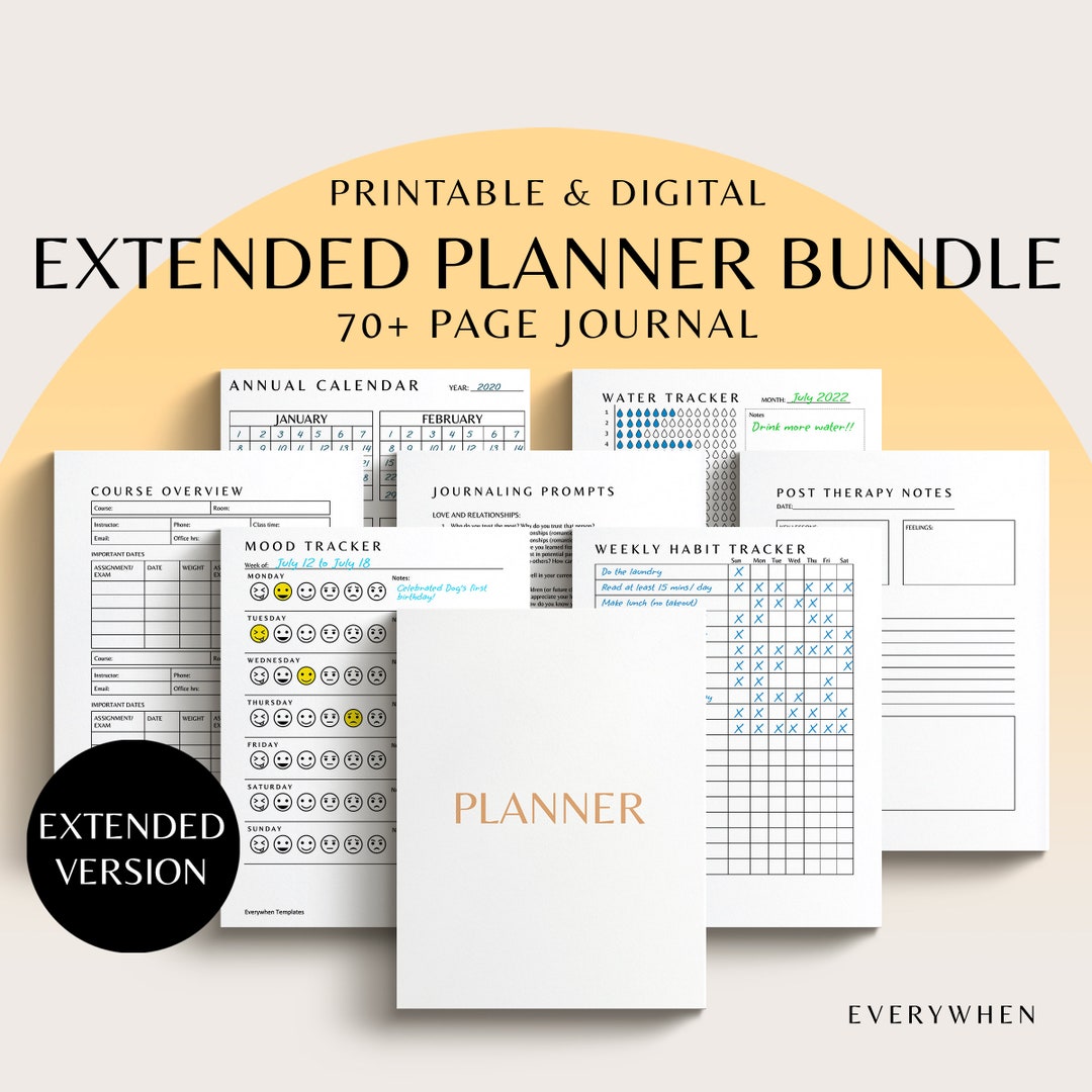Ultimate Printable Planner Journal Bundle, Bullet Journal, Undated ...