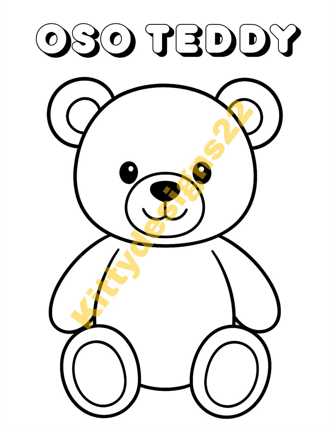 Hojas De Colorear De Oso Teddy, Coloring Sheet Teddy Bear, 2 Sheets for ...