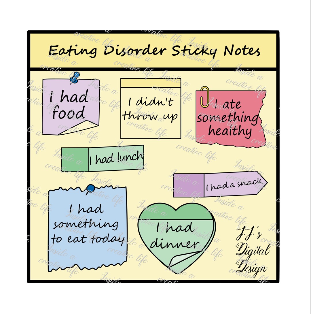 Eating Disorder Sticky Notes, Mental Health Achievements, Digital ...