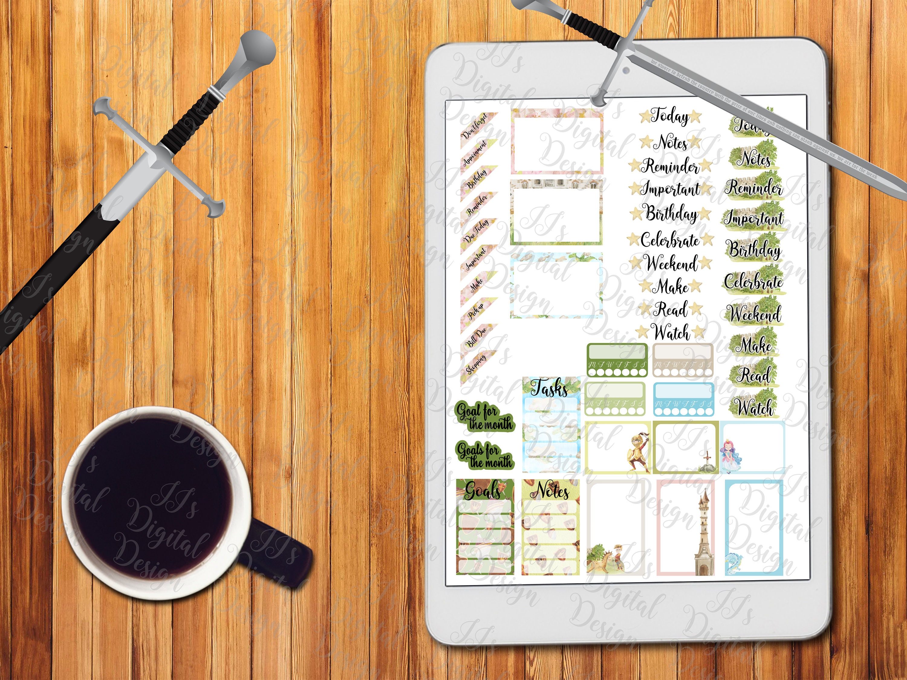 Medieval Digital Stickers, Digital Stickers, Png Stickers, Fantasy ...