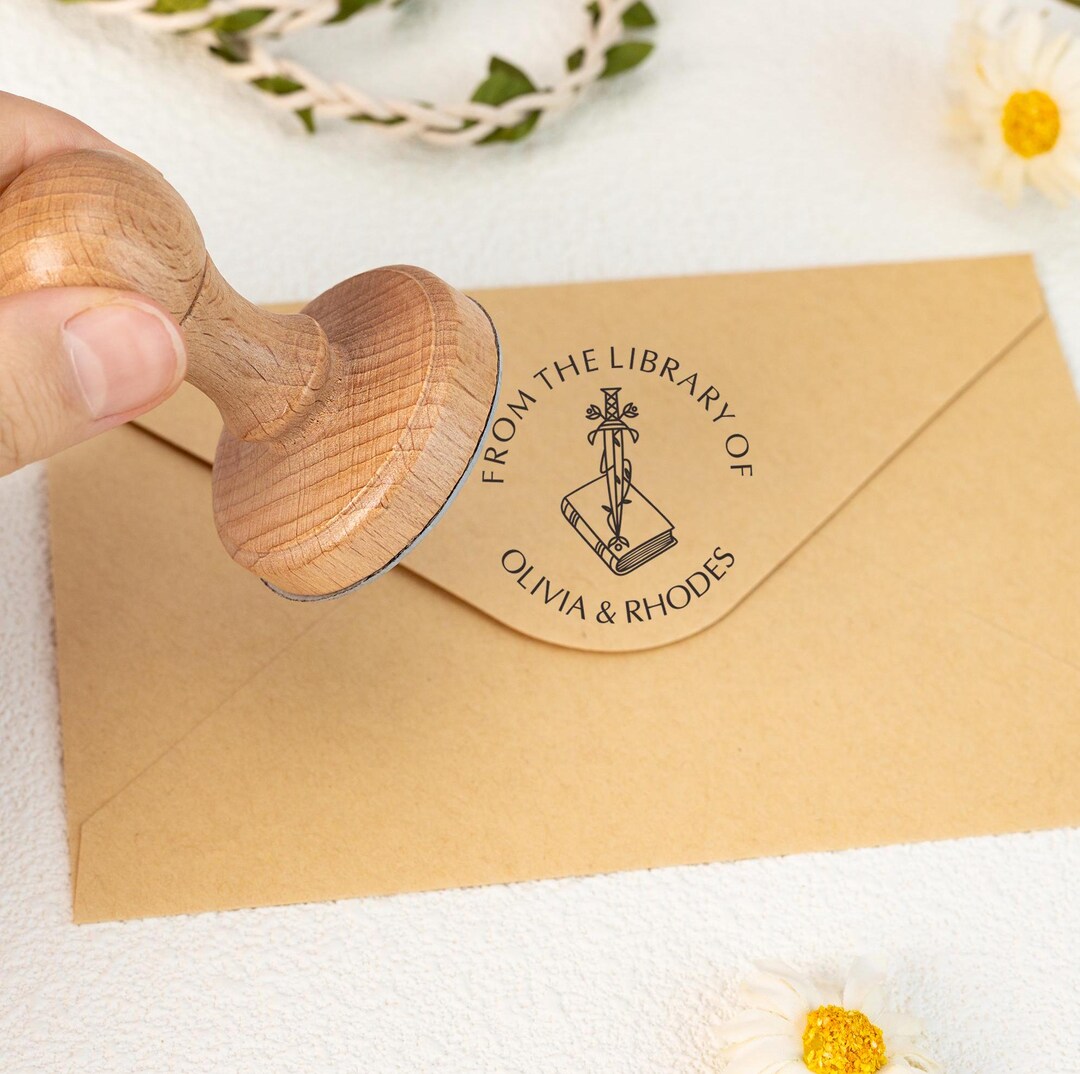 Personalized Book Stamp, Knight's Sword Book Stamp, From the Library of ...