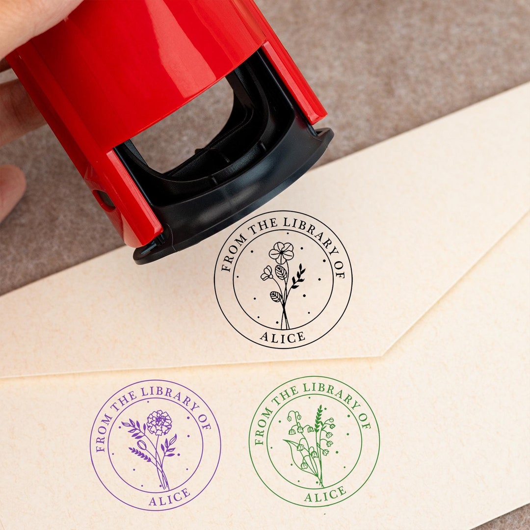 Custom Book Self Inking Stamp, Book Embosser, Library Stamp, Book ...