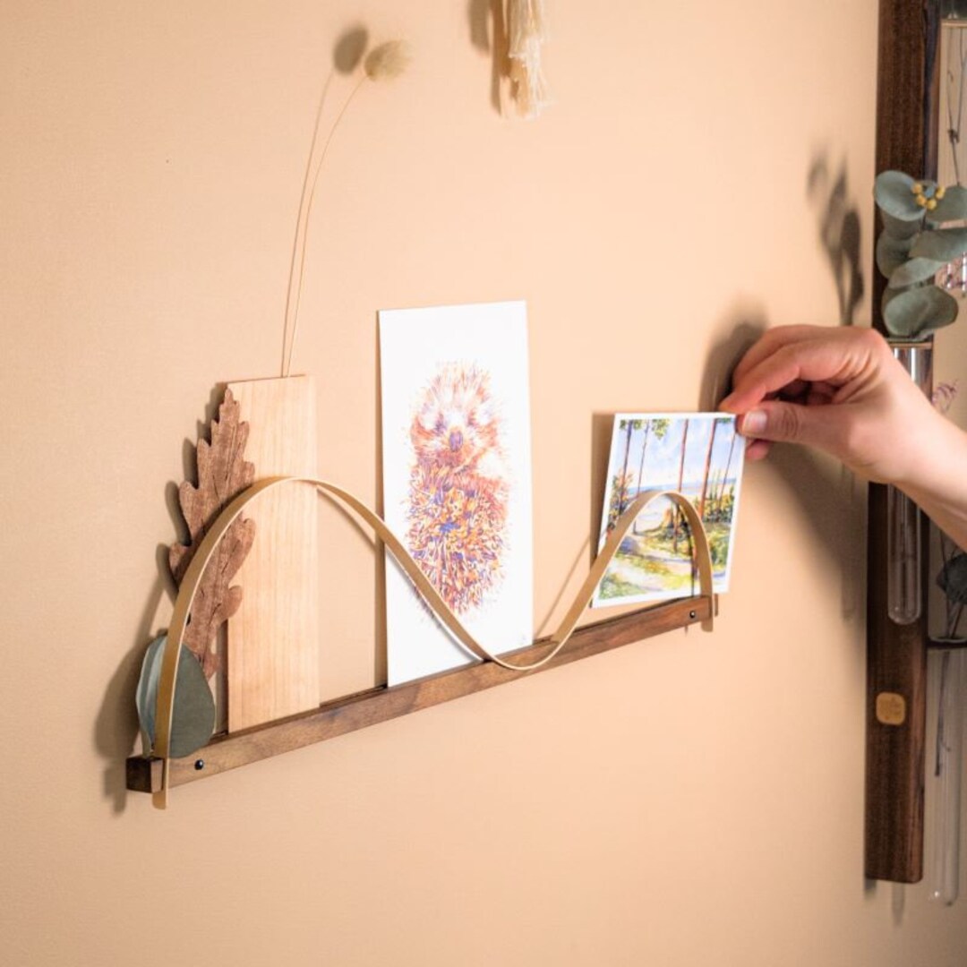 Walnut Shelf for Photos, Wall Photo Holder, Large Dune Wall Decoration ...