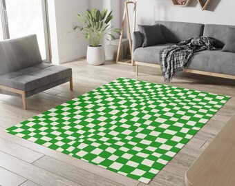 Checkers Green Rug - Etsy