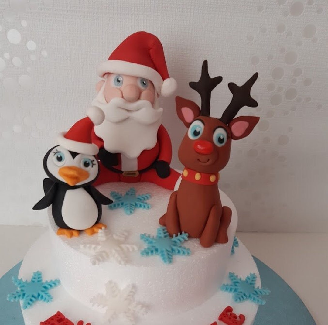 Fondant Edible Christmas Cake Decorations/ Fondant Santa - Etsy