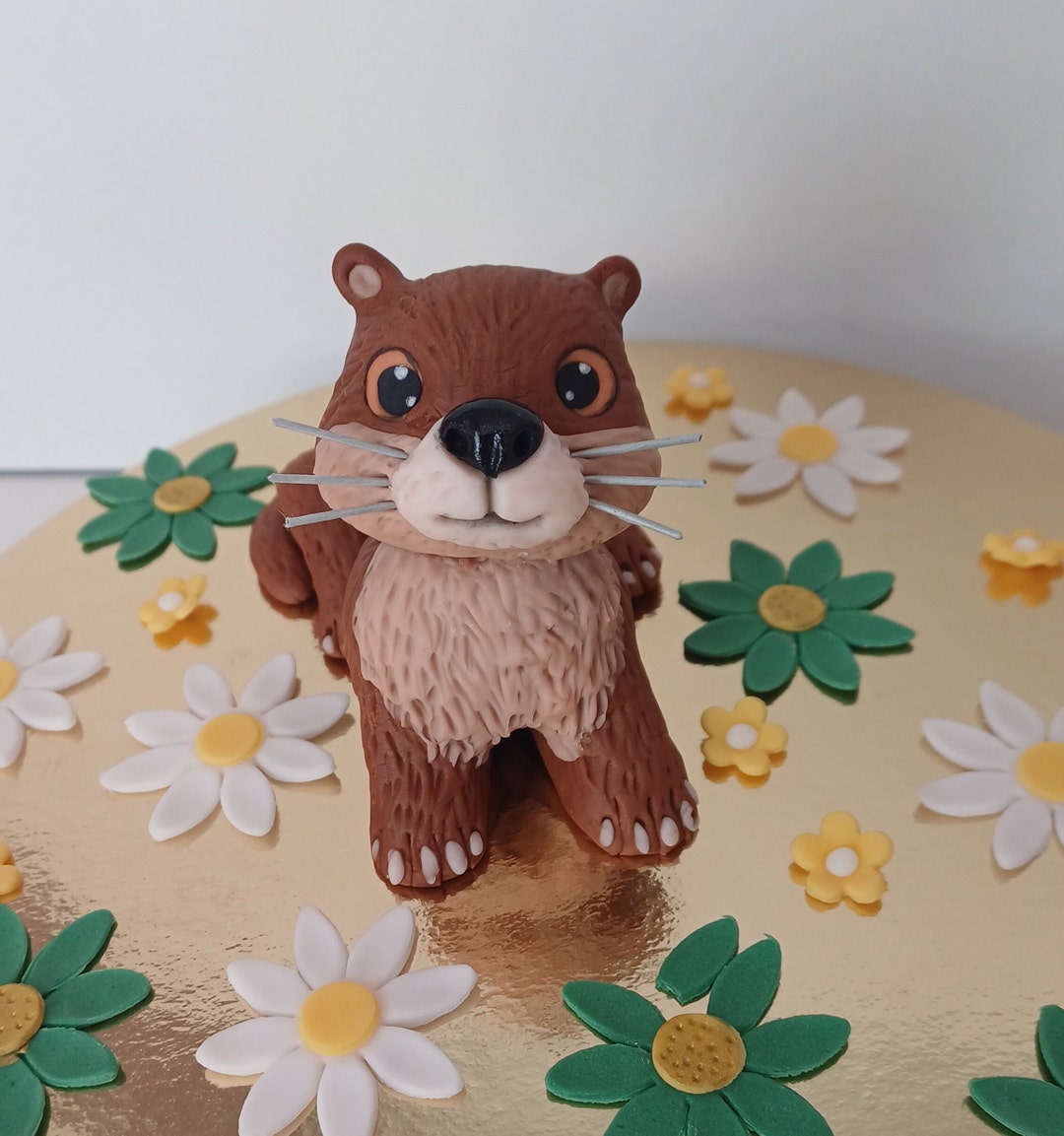 Fondant Otter Cake Topper: Birthday Cake Decoration With Flowers - Etsy