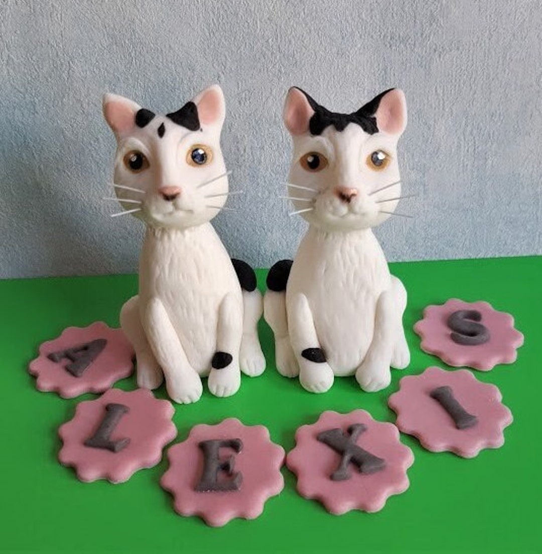 Cat Cake Toppers Fondant Cats Sugar Paste Cats Cat - Etsy