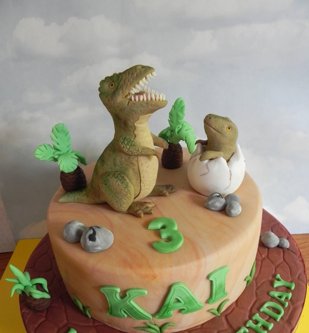Dinosaur Cake Topper, Fondant Dinosaur, Dino Cake Topper, Sugar ...
