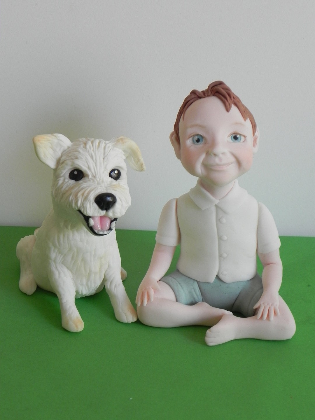Boy and a Dog Cake Topper/ Customized Cake Decorations - Etsy