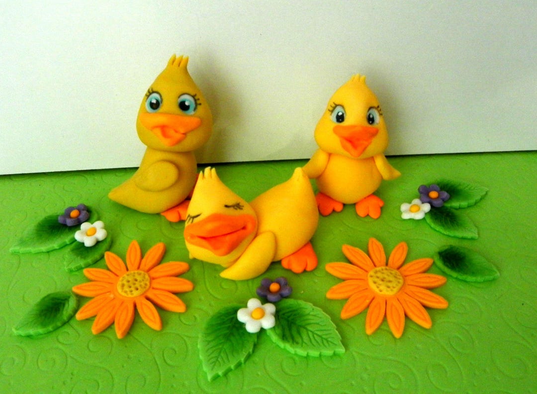 Fondant Baby Chick Cake Toppers for Cake Decorating, Handmade Edible ...