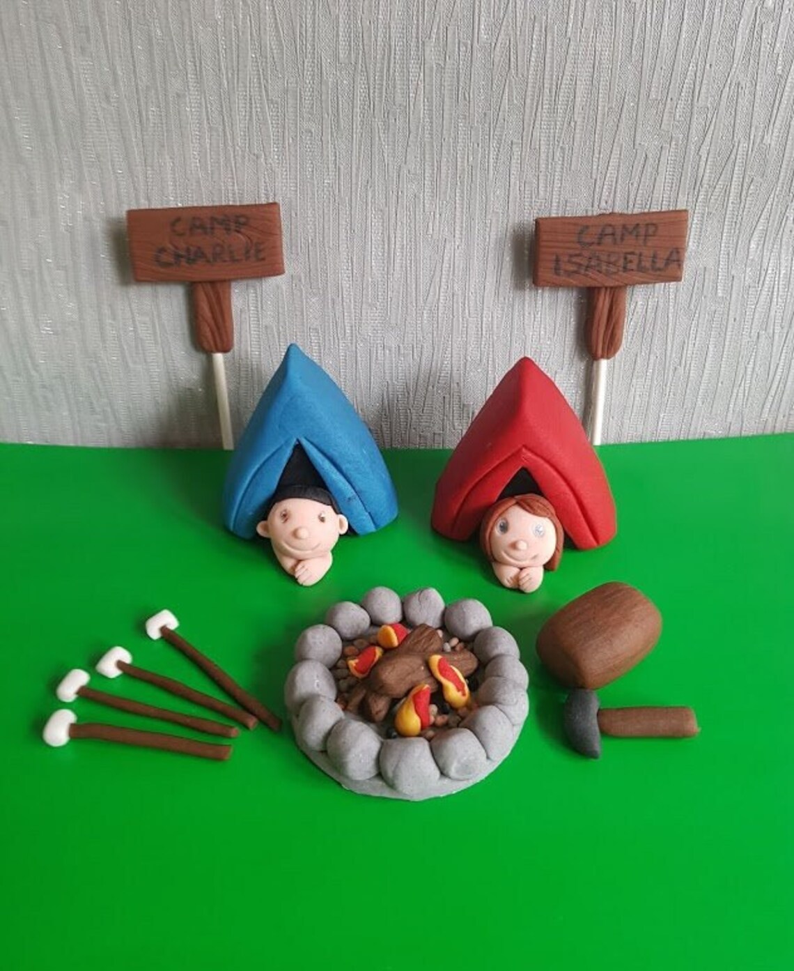 Camping Cake Topper Fondant Camping Topper Fondant Figures - Etsy