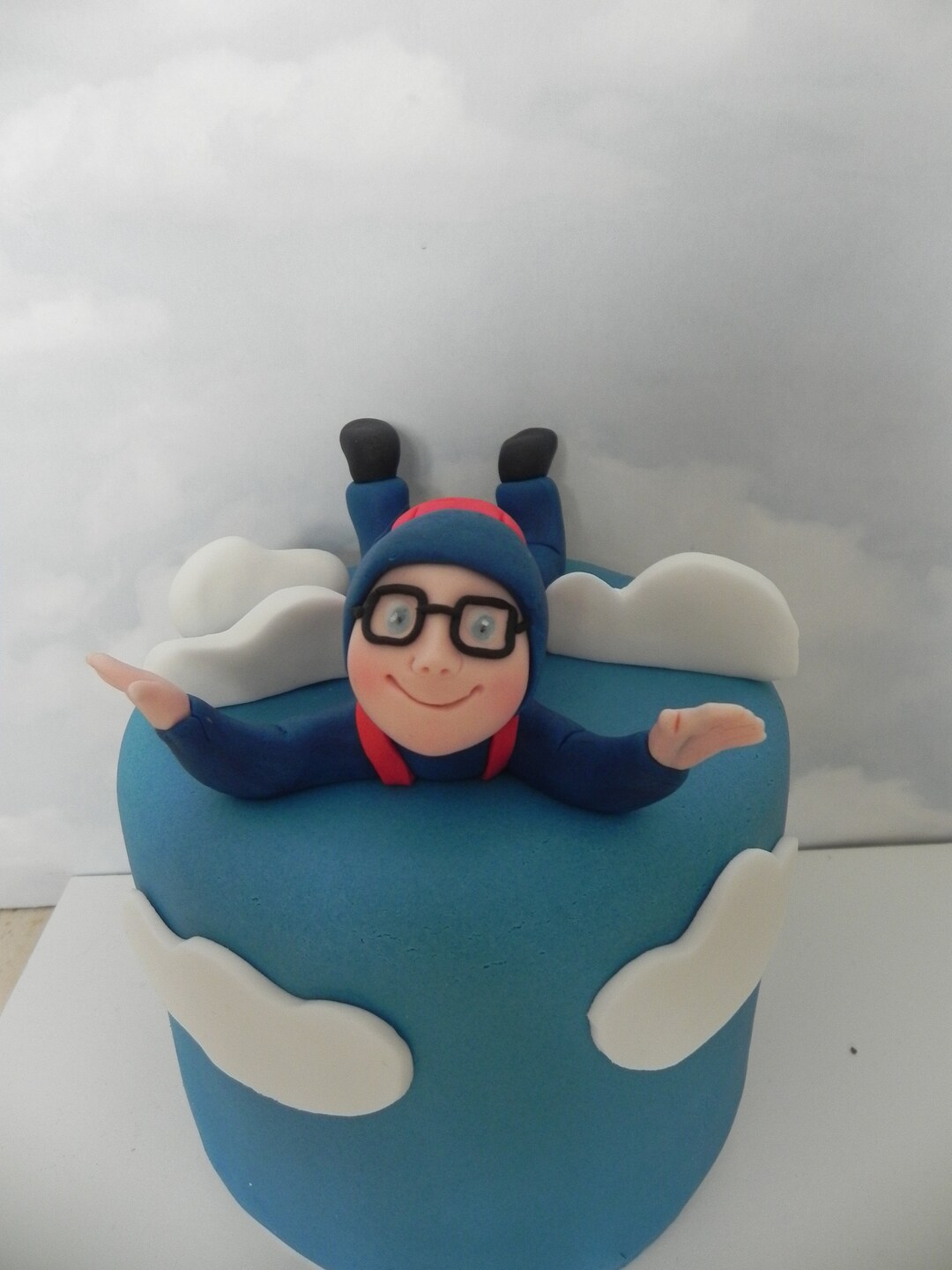 Skydiver Cake Topper for Birthday Cake for Man Skydiving Fondant Figure ...